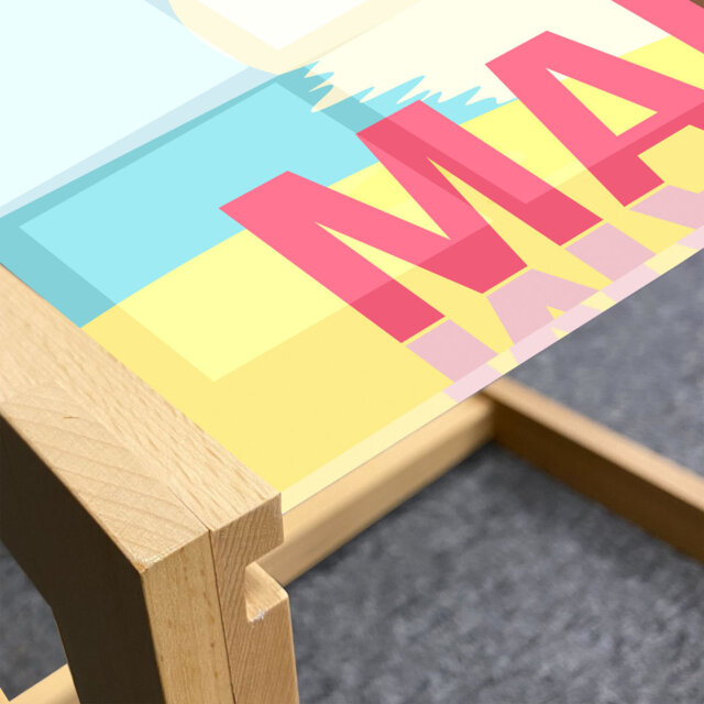 Graphic Beach Coffee Table, Summer Malibu Typography On Sunset Seascape ...