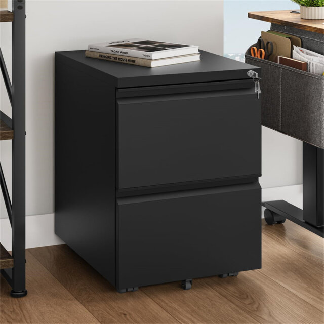 Mobile Filing Cabinet With 2 Lockable Drawers, Anti-Tipping Rolling ...