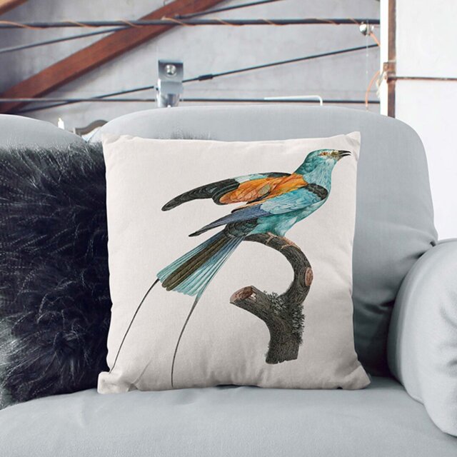 Long-Stranded African Roller Bird by Jacques Barraband Cushion with ...
