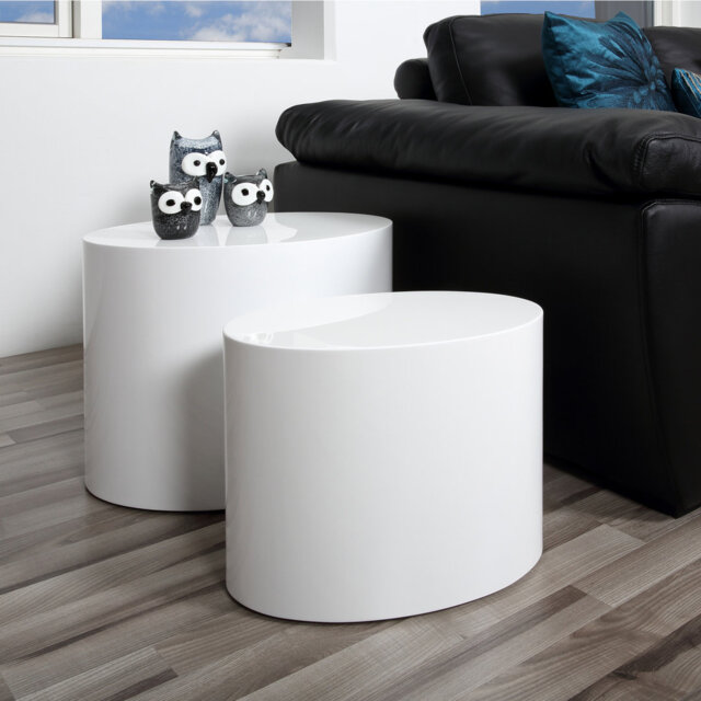 Mice Oval Coffee Table in White Set of 2 by Wayfair | ufurnish.com