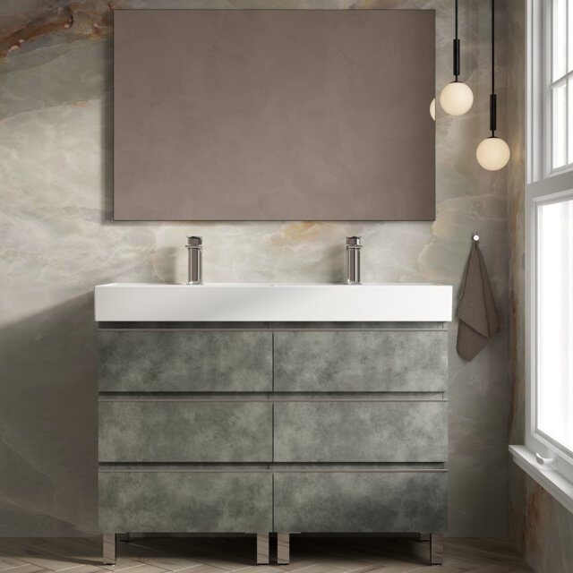 Aamin 1200mm Floorstanding Vanity Unit With Veneto 2th Basin-cemento by ...