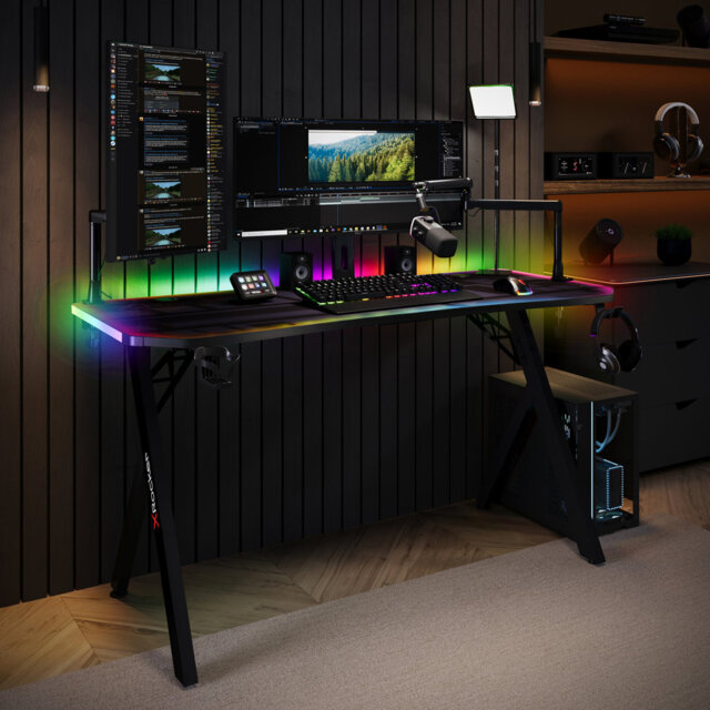 X Rocker Lumio Gaming Desk With 3 Sided App Controlled LED Lighting by ...