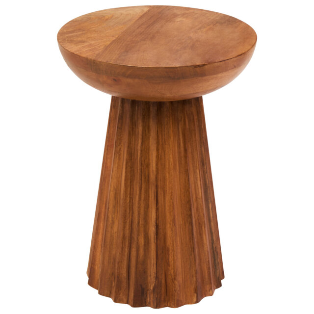 Natural Mango Wood Carved Ridge Side Table by Wayfair | ufurnish.com