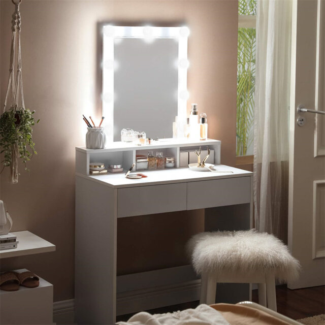 Dressing Table, LED Lights With Adjustable Brightness, Vanity Table ...