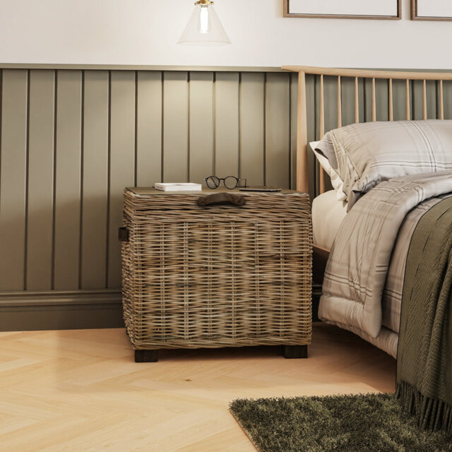 Aliyaha Handmade Kubu Rattan Side Table. Lift Top Storage. Lined ...