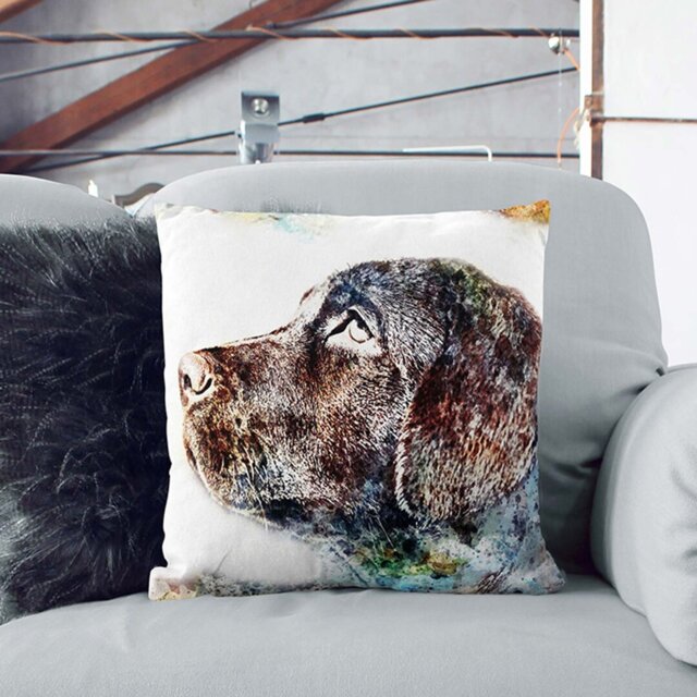 Chocolate Labrador Portrait Cushion with Filling by Wayfair | ufurnish.com