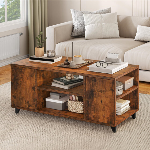 3-Tier Coffee Table With Side Shelves And Side Table With Storage by ...