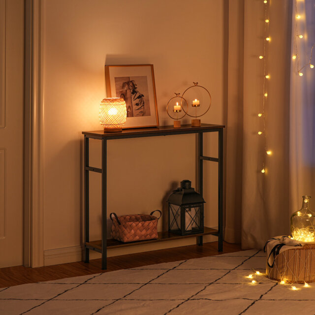 2 Tier Console Table with Adjustable Shelf, Slim Hallway Table by ...