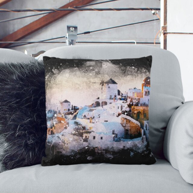 Oia Santorini Skyline in Greece Cushion with Filling by Wayfair ...