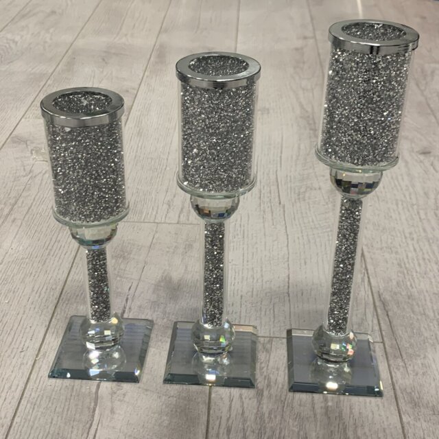 Crushed Diamond Crystal 3 Piece Candlestick Set by Wayfair | ufurnish.com