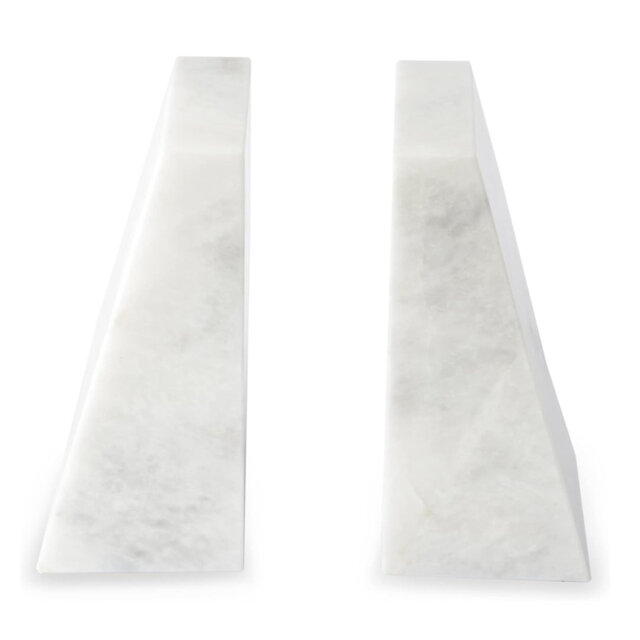 Himalayan Fossilstone Wedge Bookends - Natural Marble Book Holders with ...