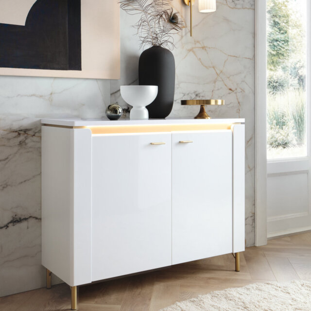 Adonus Sideboard 2 Door in Alpine White/White Gloss by Wayfair ...