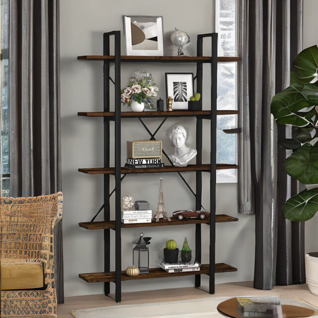 Adelinda 5 Tier Freestanding Bookcase Bookshelf Storage Shelves ...