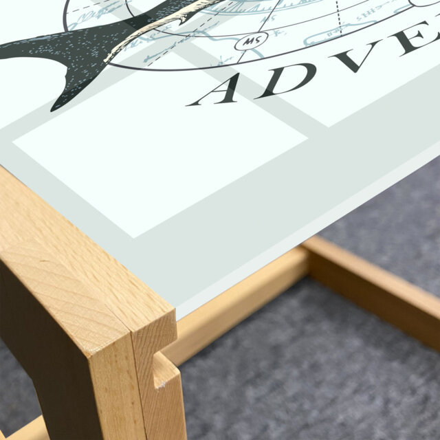 Blue Nautical Coffee Table, We Live For Adventure Marine Calligraphy ...