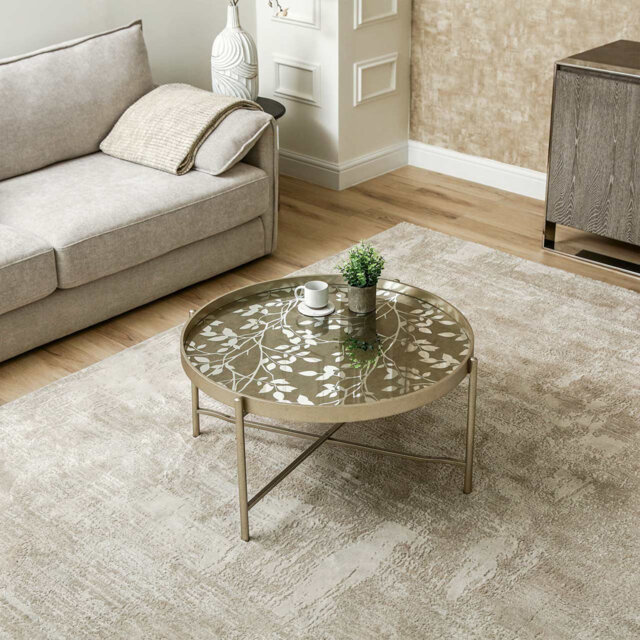 Algimantas 80cm Round Metal Coffee Table for Living Room, Mirror Top ...