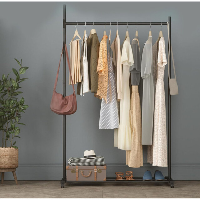 Portable Heavy Duty Clothes Rail , 50KG Load Clothes Rack With Storage ...