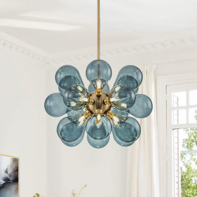 Angeni 18-Light Blue Glass Bubble Globe Cluster Sputnik Chandelier by ...