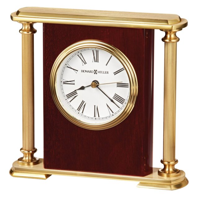 Rosewood Glam Analog Wood Quartz Table Clock in Rosewood/Fluted Brass ...