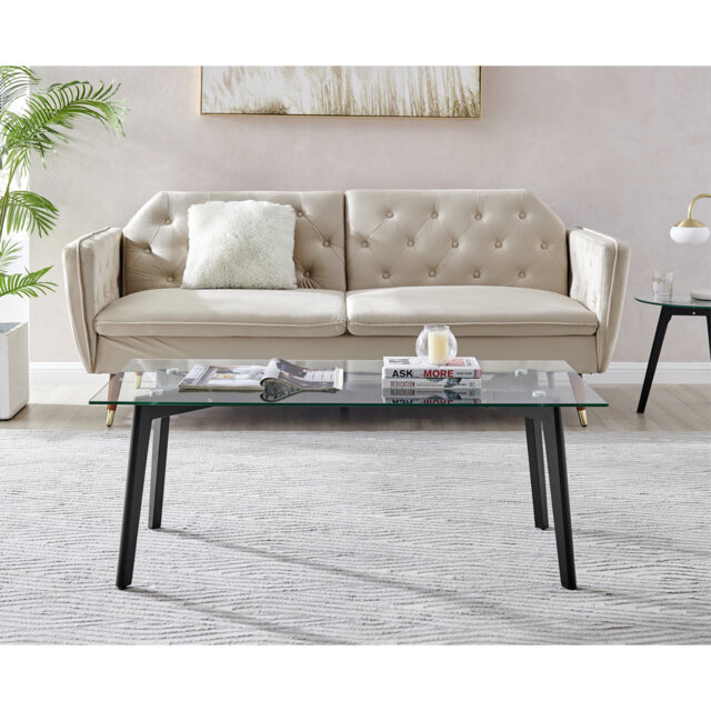 Sala Scandinavian Style Glass and Wood Coffee Table - Living Room ...