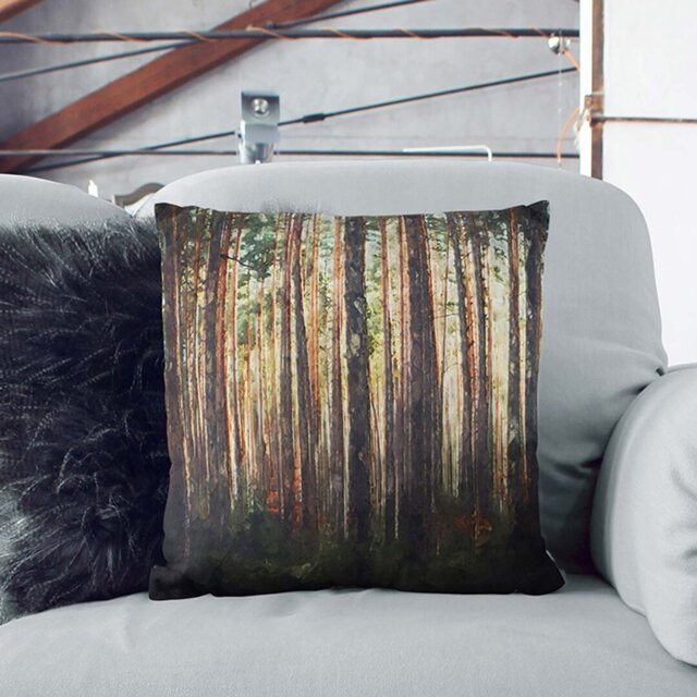 Pine Tree Forest in Spring Cushion with Filling by Wayfair | ufurnish.com