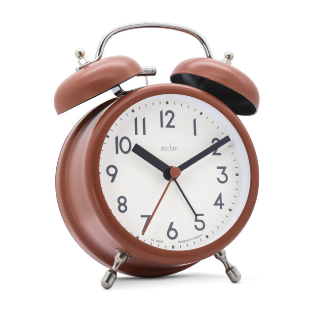 Acctim Hardwick Double Bell Alarm Clock Non Ticking Sweep Retro Metal ...