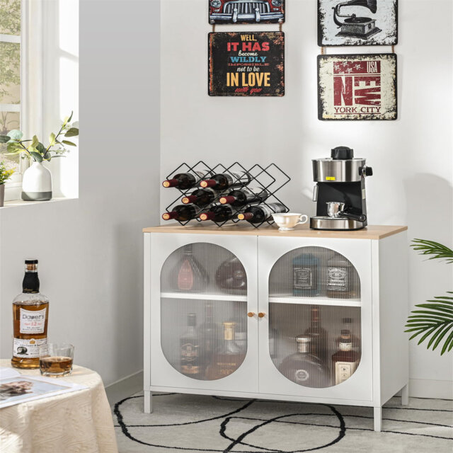 Buffet Sideboard Cabinet, Storage Cabinet With PC Door, Two-Tone Handle ...