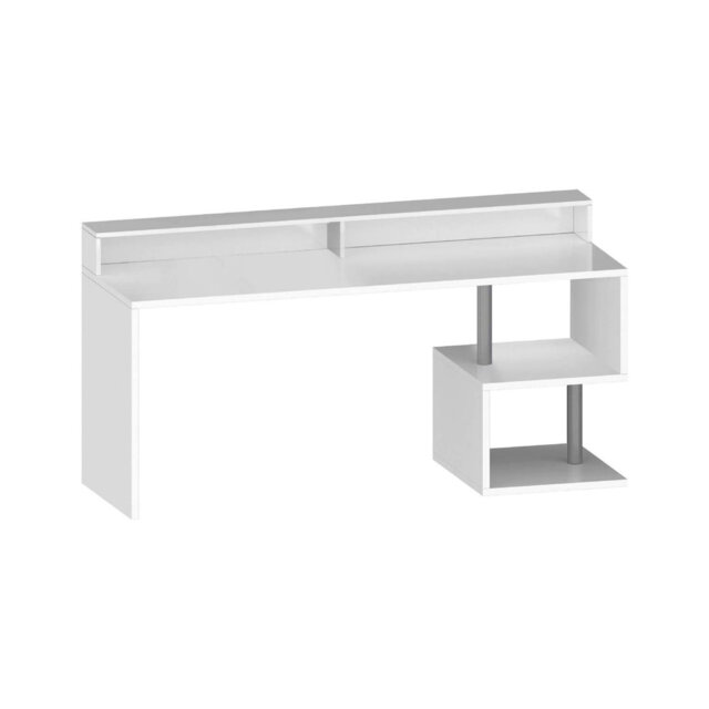 Desk Dcalebokol, Linear desk with storage shelves and LED lights ...