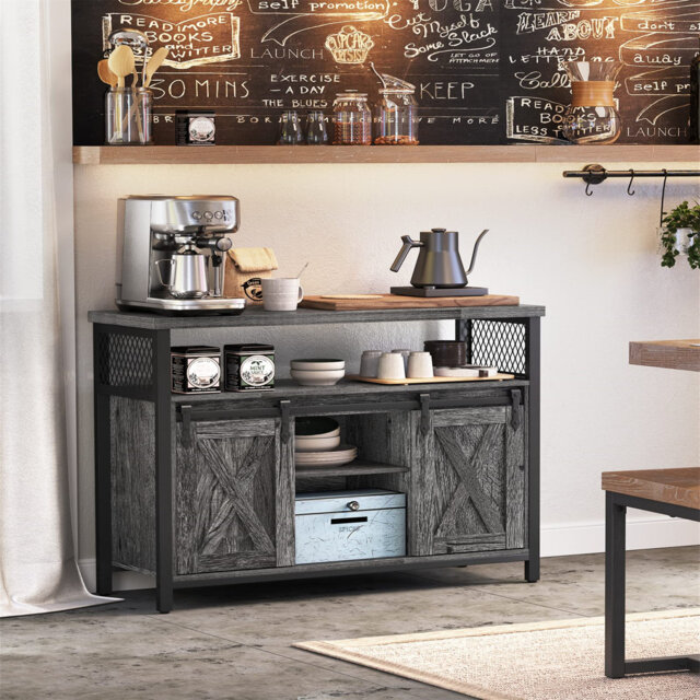 Sideboard, Kitchen Cabinet, Storage Cabinet With 2 Sliding Barn Doors ...