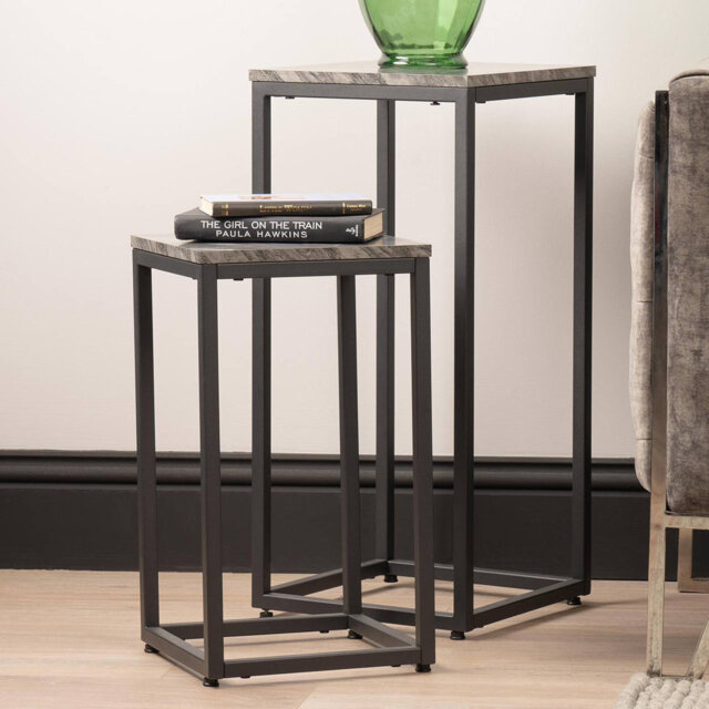 Scottdale Nesting Side Table For Living Room, Metal Plant Stand with ...