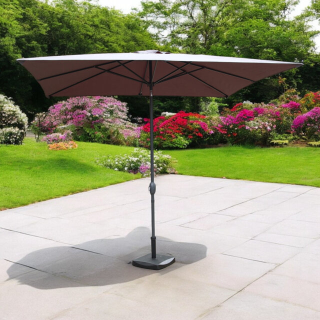 2.4mx3m Crank and Tilt Rectangular Parasol Grey Powder Coated Pole ...