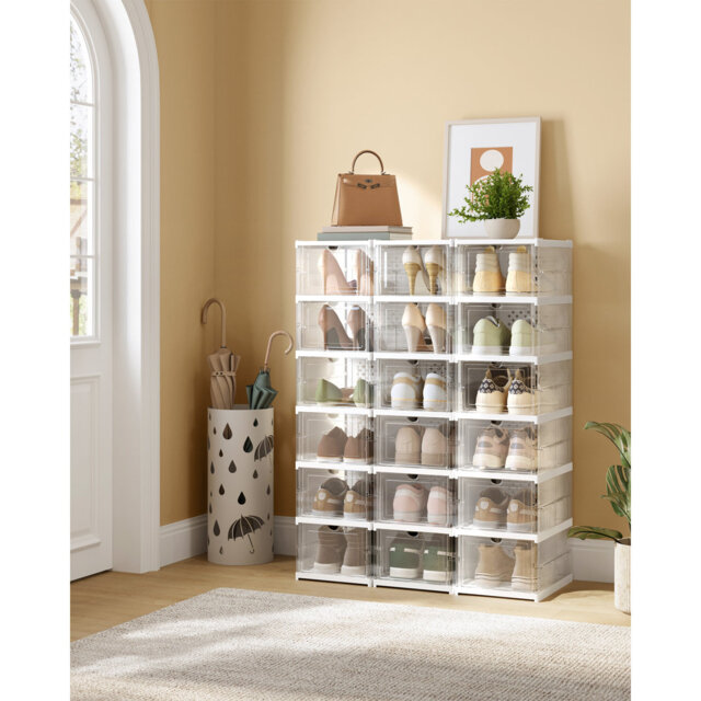 18 Pair Stackable Shoe Storage Box by Wayfair | ufurnish.com