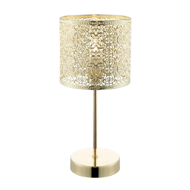 Classic Chic Moroccan Themed Shiny Gold Table Lamp With Inline Switch ...