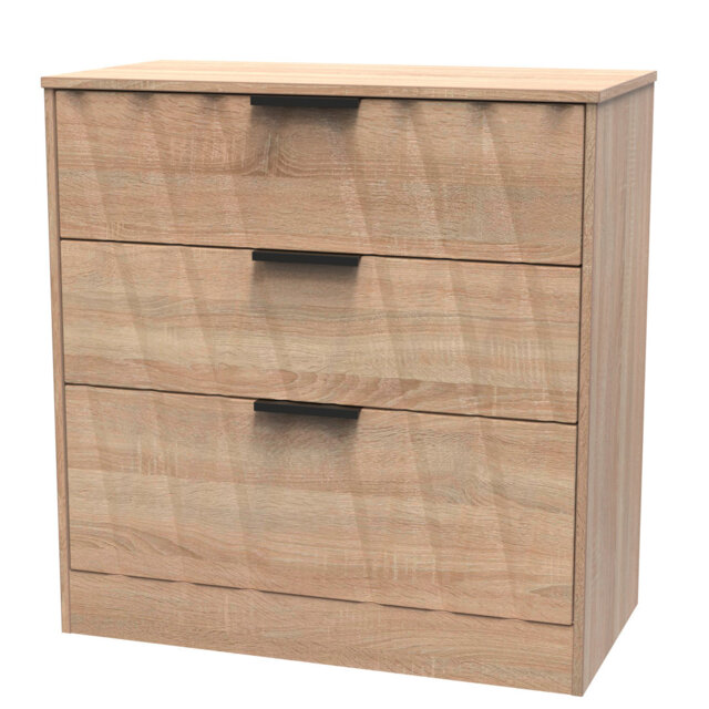 Besmir 3 Drawer Deep Chest in Deep Black & Black Matt (Ready Assembled ...