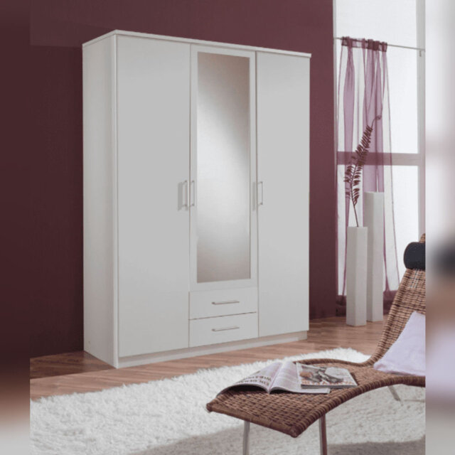 Cavo Alpine Alpine White Wardrobe 135cm Wide 3 Doors, 2 Drawers ...