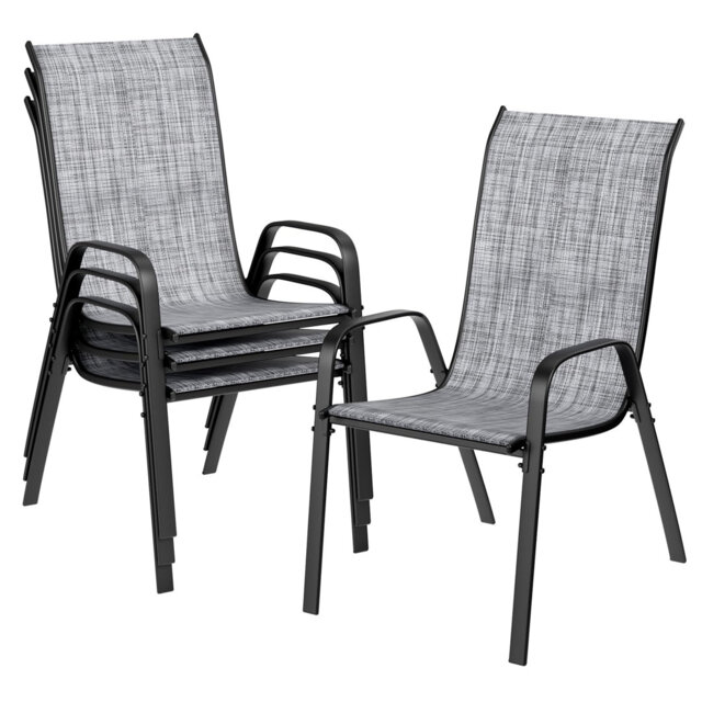 Garden Chairs, Stackable Camping Chair, High-Backed Patio Chair ...