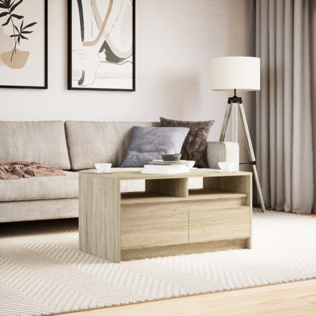 Metro Lane Coffee Table With LED Lights Smoked Oak Engineered Wood by ...