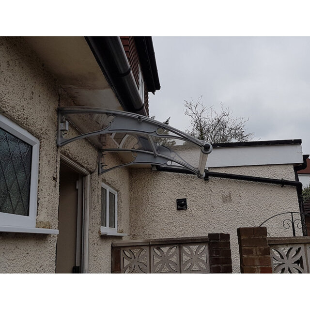 Miamiville 1m Width x 1m Depth Door Canopy Grey-Bracket Clear-Sheet by ...