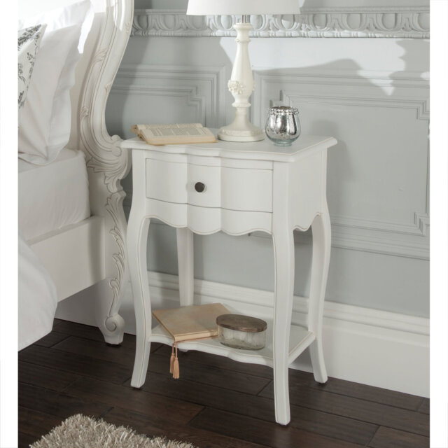 Estelle Silver Antique French Style Bedside Table by Wayfair | ufurnish.com