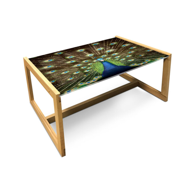 Peacock Coffee Table, Portrait Of Animal Feathers Out Vibrant Colors ...