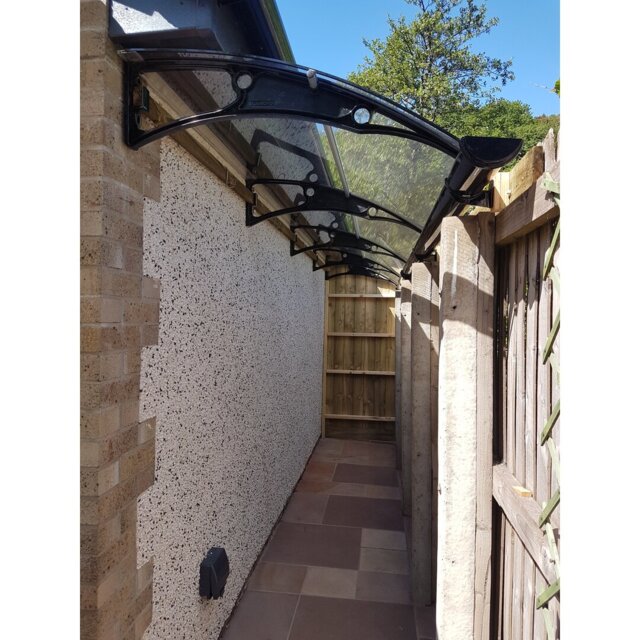 Mercersville 1.5m Width x 1.27m Depth Door Canopy Grey-Bracket Clear ...