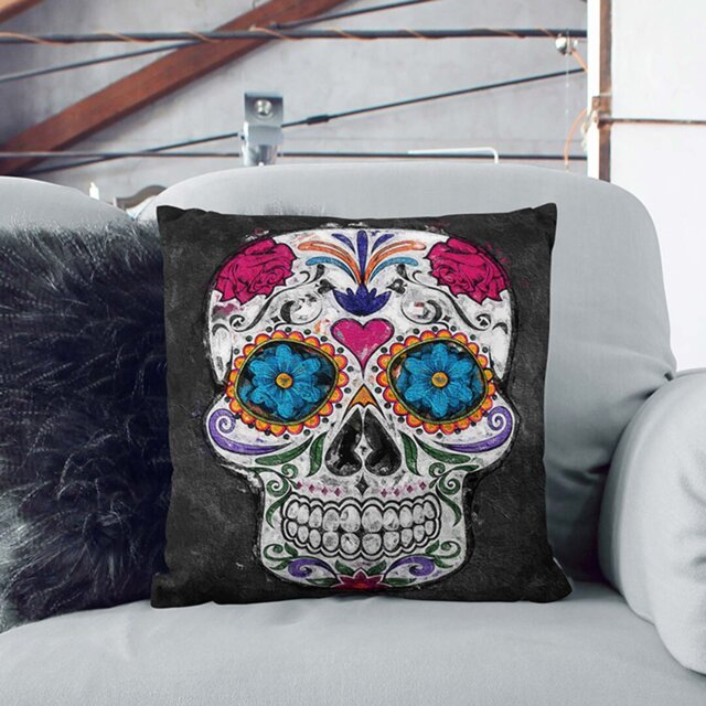 Floral Sugar Skull Cushion with Filling by Wayfair | ufurnish.com