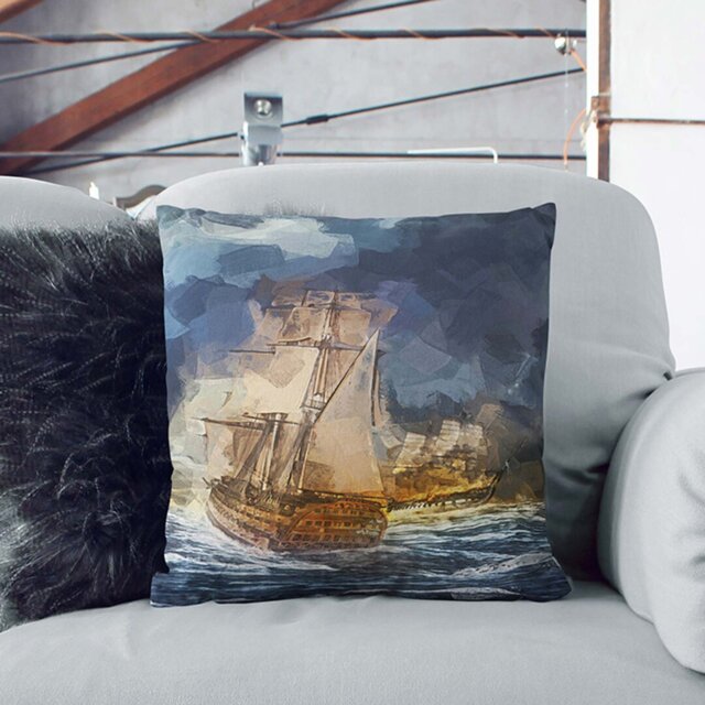 Naval Battle Ship at War Cushion with Filling by Wayfair | ufurnish.com