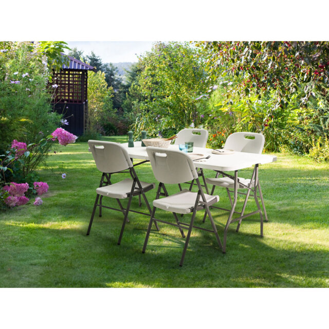 Garden Dining Set 4 Seater Charnice Folding White by Wayfair | ufurnish.com