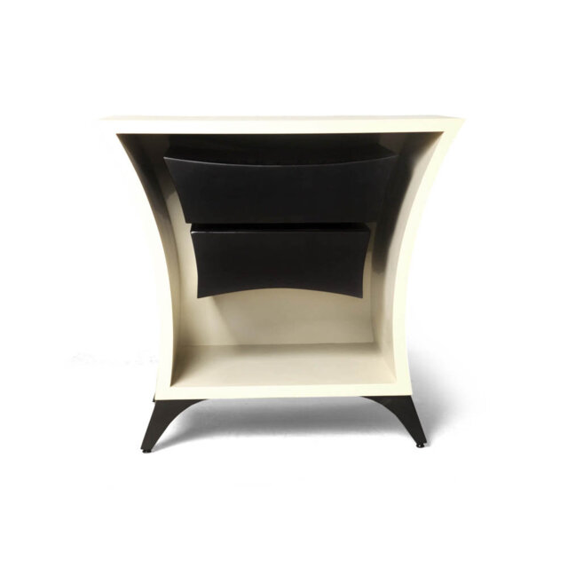 Crown Cream And Dark Brown Curved Bedside Table by Wayfair | ufurnish.com