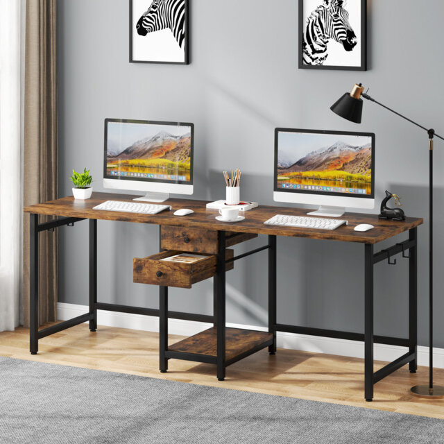 Rushali 200 cm W two-person office desk by Wayfair | ufurnish.com