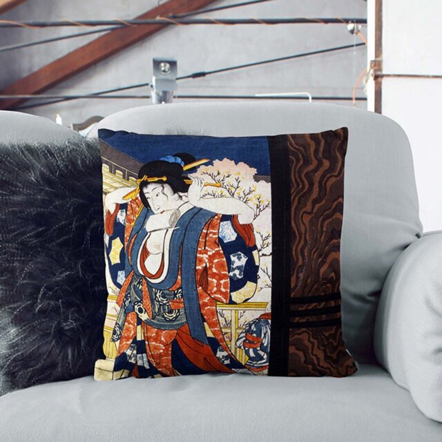 Courtesan Fixing Her Hair by Tsukioka Yoshitoshi Cushion with Filling ...