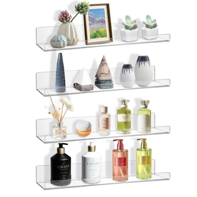Clear Acrylic Floating Shelves Wall Mounted Set Of 4 by Wayfair ...
