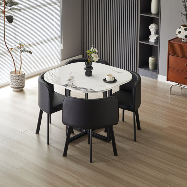 Oliver Nesting Dining Table Set Square With 4 Chairs Black by Wayfair ...