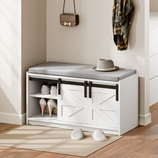Shoe Storage Bench With Sliding Barn Door by Wayfair | ufurnish.com