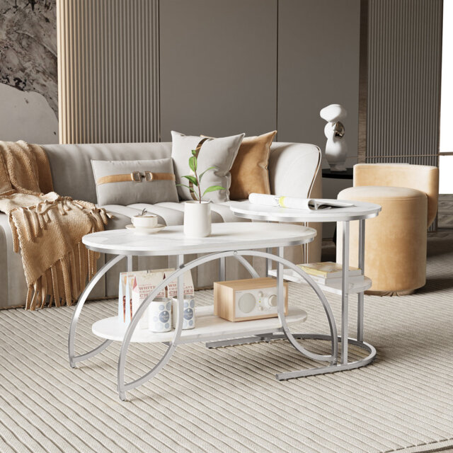 2-Piece Nesting Coffee Table With Metal Frame by Wayfair | ufurnish.com